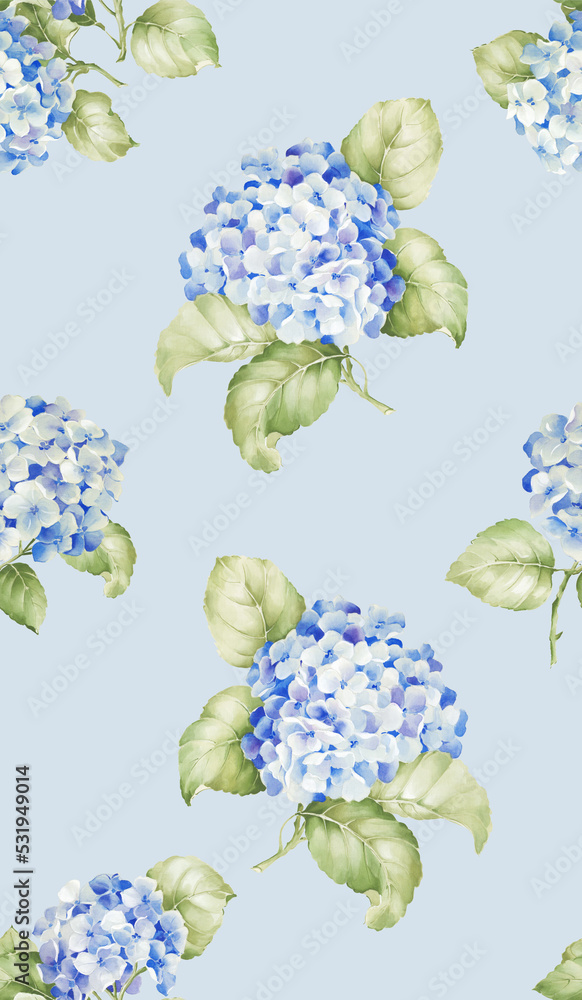 Watercolor hydrangea seamless pattern. Design for textile printing ...