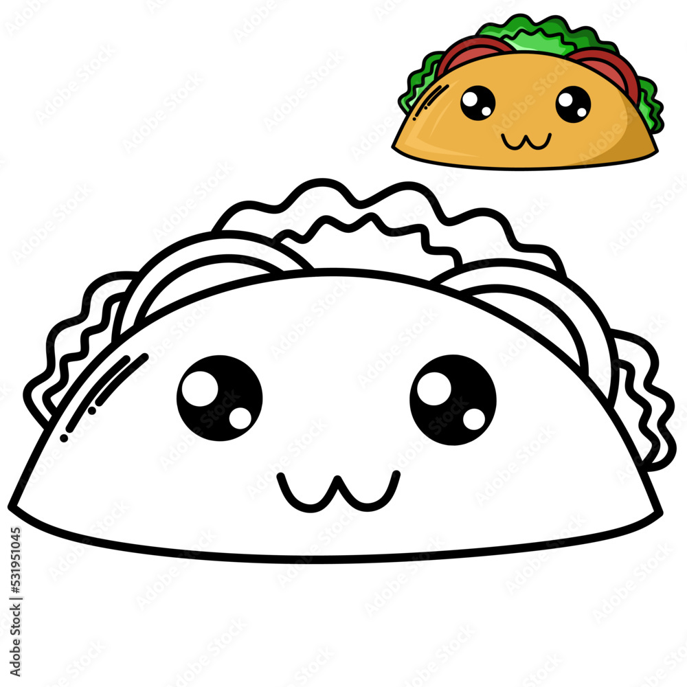 cartoon kebab vector drawing for coloring book Stock Vector | Adobe Stock