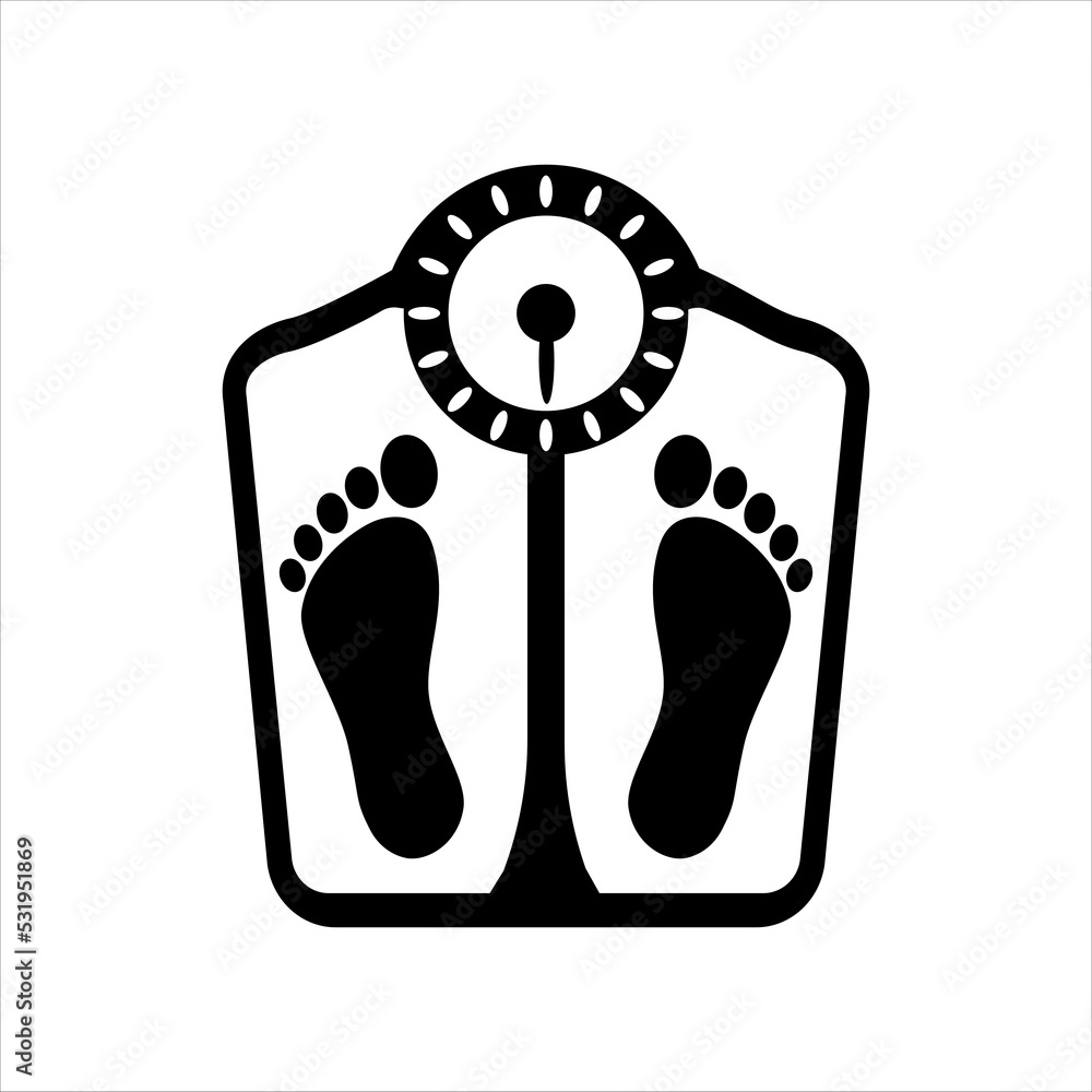 Bathroom weight scale icon. Weighing machine, logo isolated on white ...