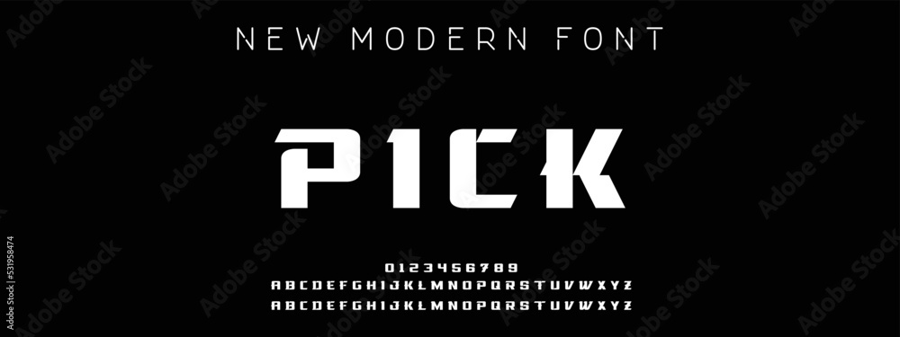 PICK Sports minimal tech font letter set. Luxury vector typeface for ...