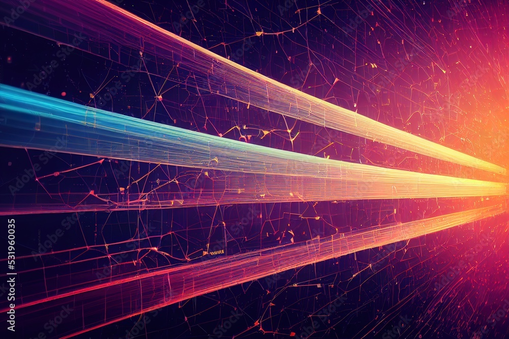 Futuristic data flow, data transfer technology. Cyberpunk, big data and ...