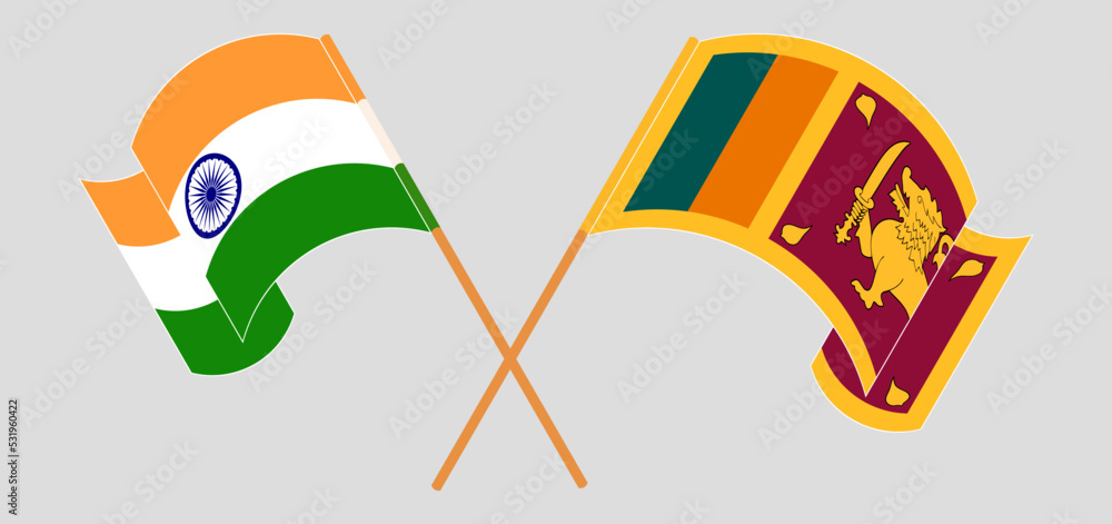 Crossed and waving flags of India and Sri Lanka Stock Vector | Adobe Stock