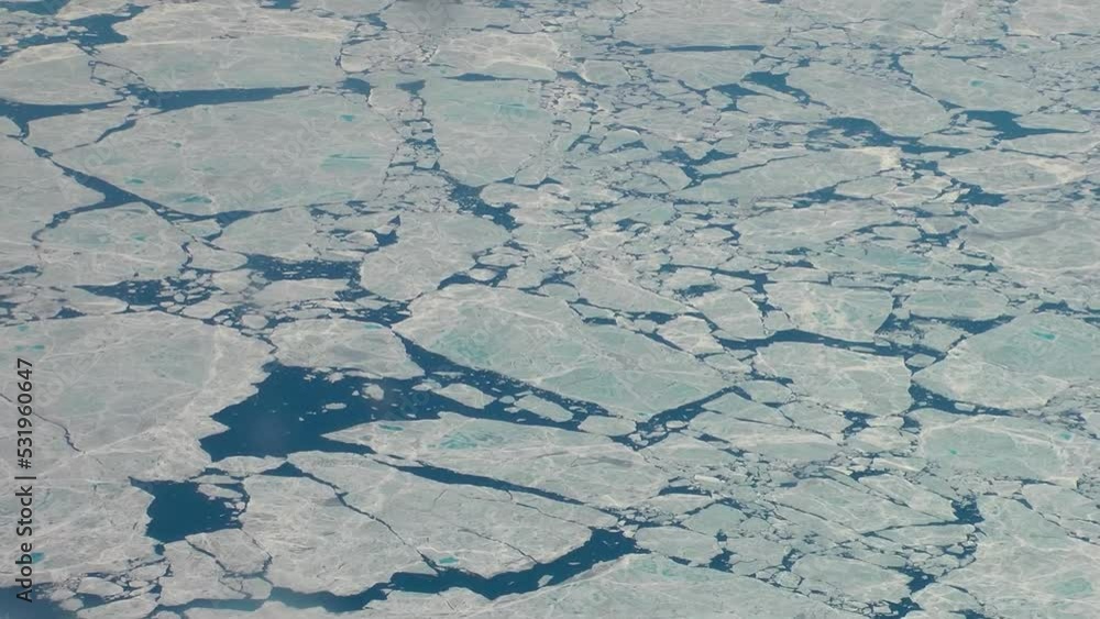 Massive ice glaciers plates Frozen ocean, Alaska airplane view Aerial ...