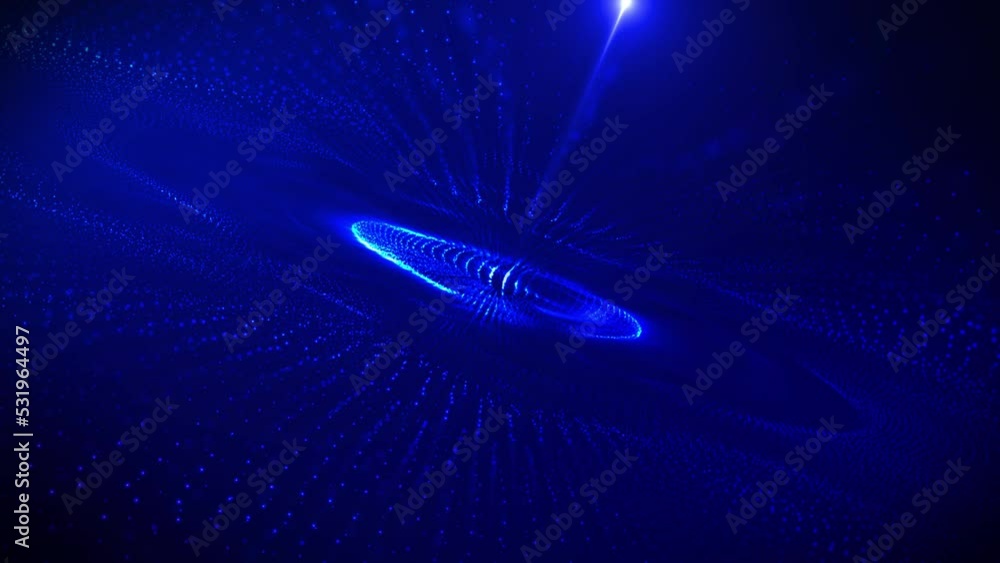 Blue Space particle worm hole abstract space background, geometric ...