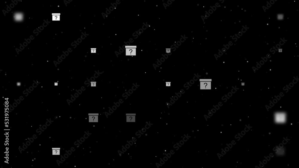 Template animation of evenly spaced gift box with a question symbols of ...