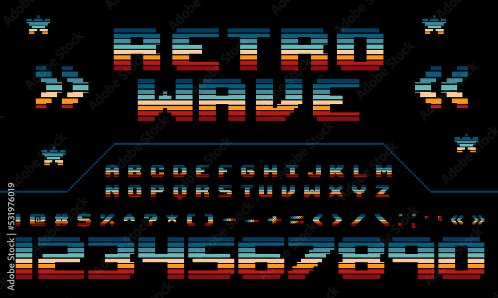 Retro font Decorative design Geometric letters and numbers Vector abc ...