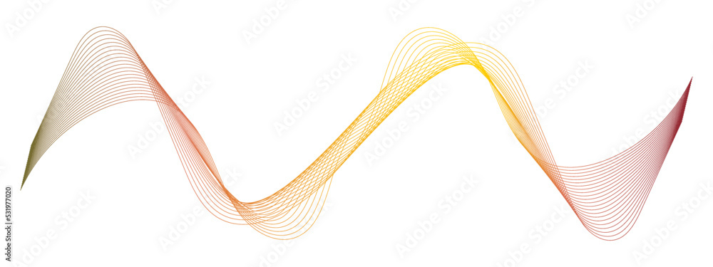 Multicolor wavy lines. Stripes in autumn colors. Isolated vector ...