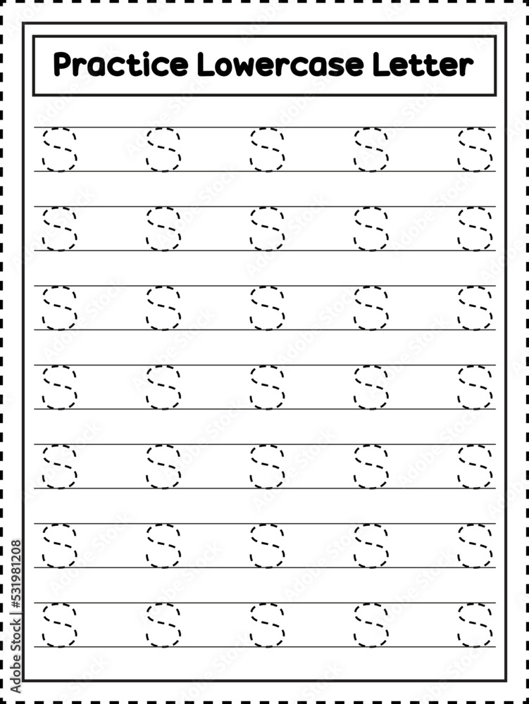 ABC Alphabet Letter Tracing. Lowercase letter s. Handwriting practice ...