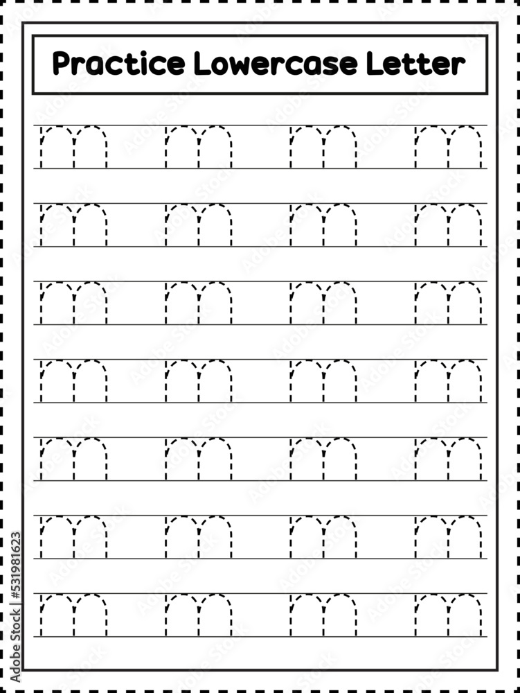 ABC Alphabet Letter Tracing. Lowercase letter m. Handwriting practice ...