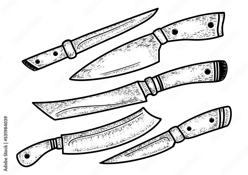 Knife set sketch PNG illustration with transparent background Stock ...