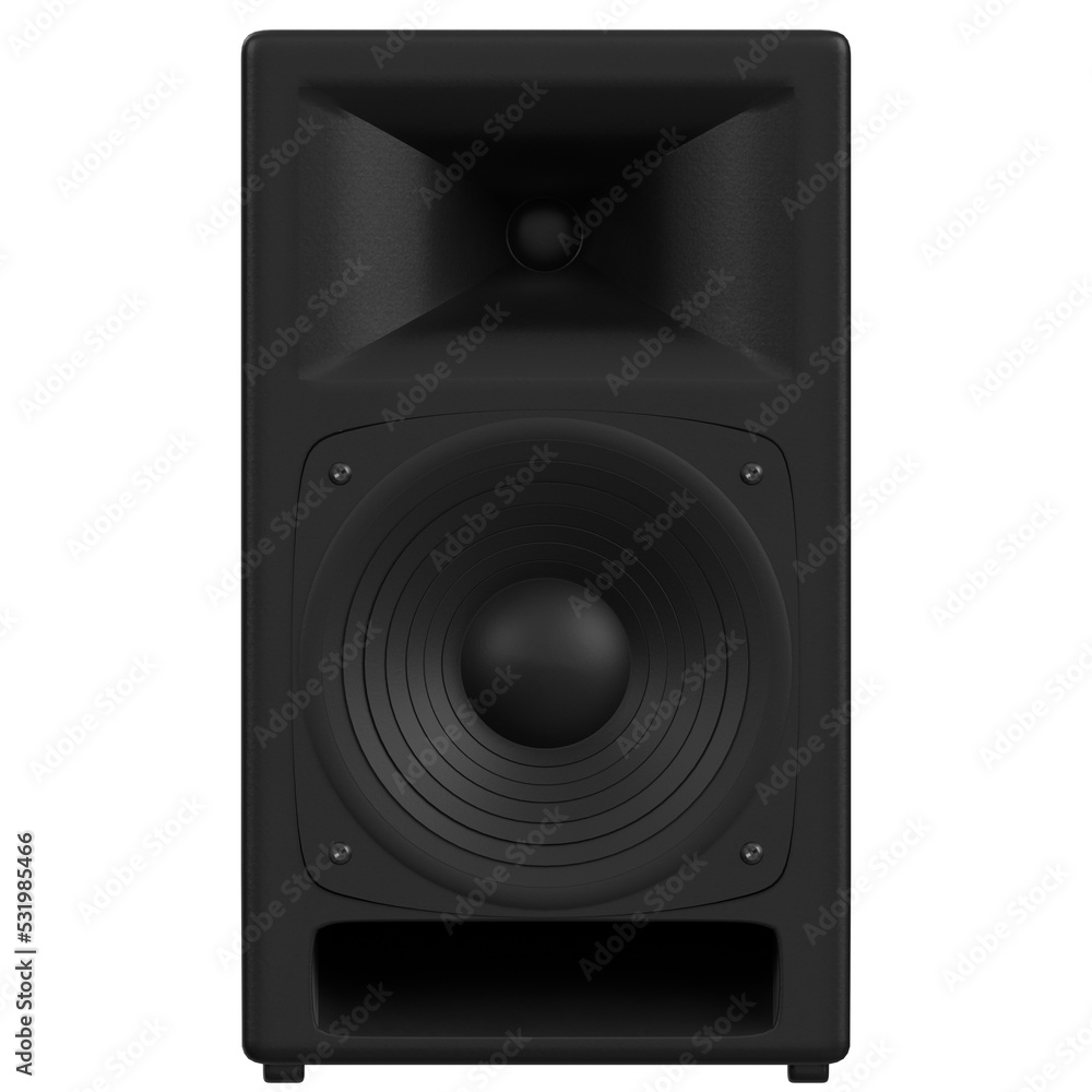 3D rendering illustration of a bass reflex loudspeaker Stock ...