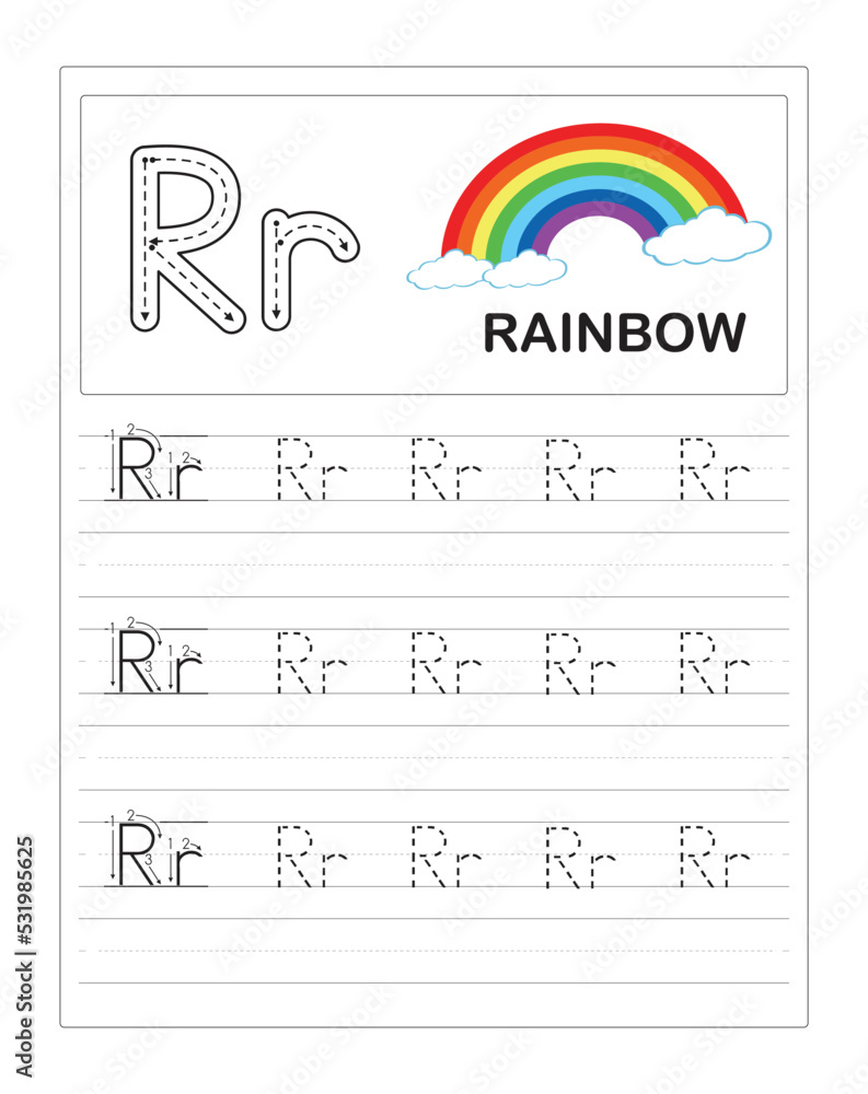 Alphabet letters tracing worksheet. Tracing practice worksheet. Learning alphabet activity page ...