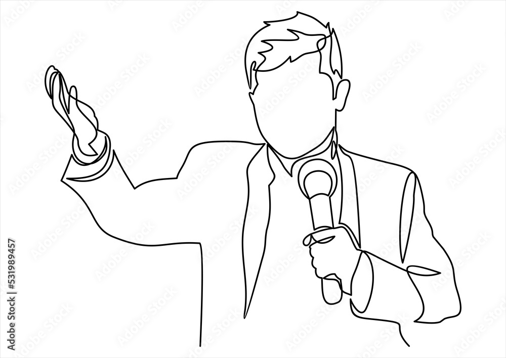 Business conference, business meeting. Man at rostrum in front of ...