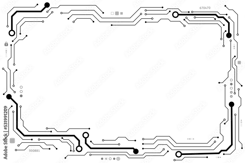 Vector circuit board frame with blank space and security communication ...