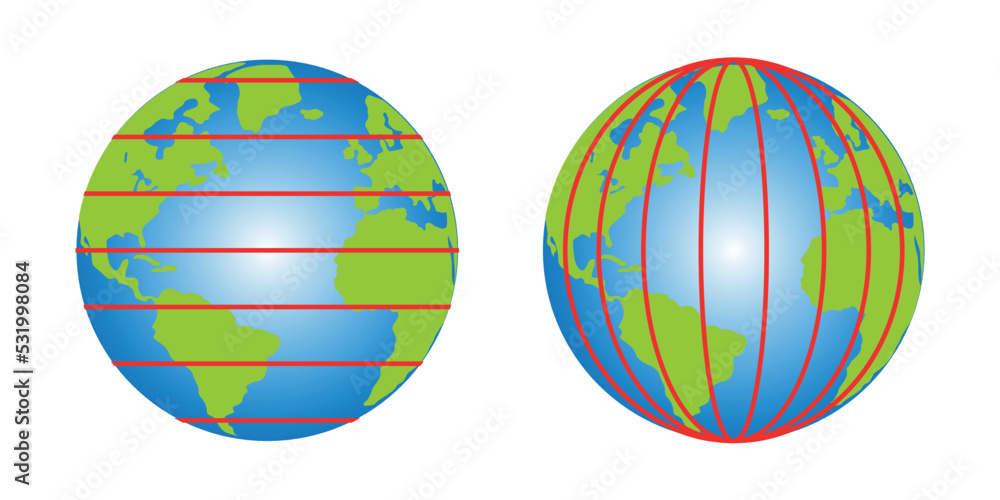 latitude and longitude diagram of earth Stock Vector | Adobe Stock