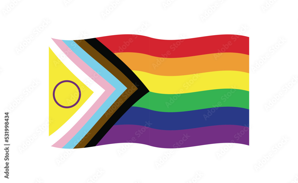 New Updated LGBTQ Pride Flag Vector. Intersex Inclusive Progress Pride ...