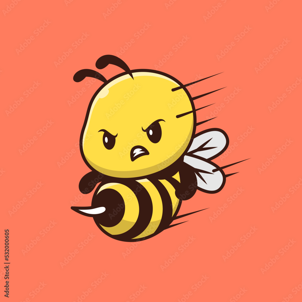 Cute Bee Attack Cartoon Vector Icon Illustration. Animal Wildlife Icon ...