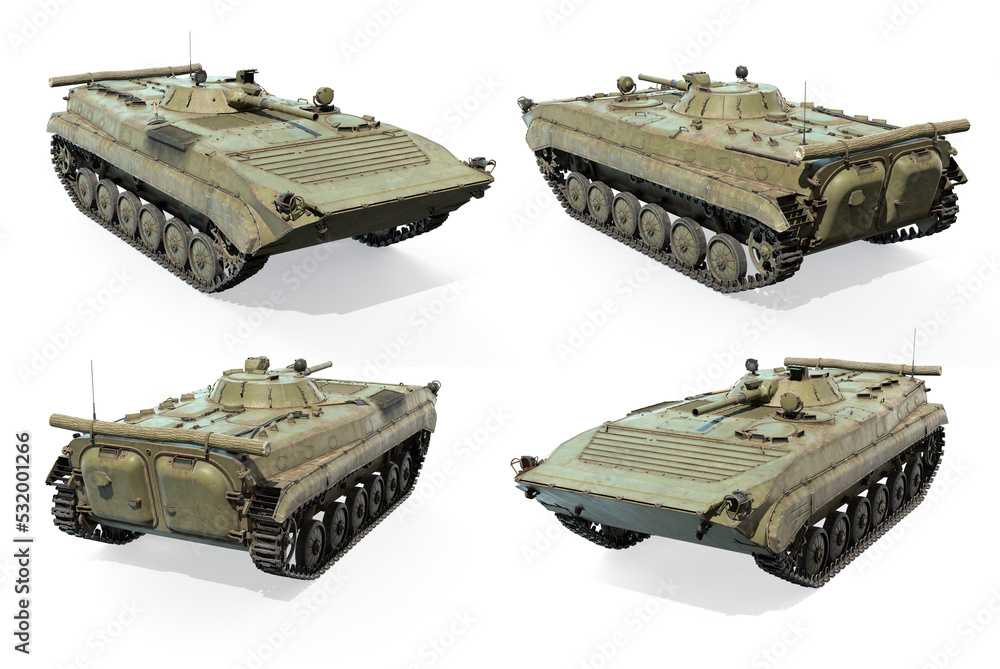 Poster Renders of 3d-model of Soviet military vehicle BMP-1 on white ...