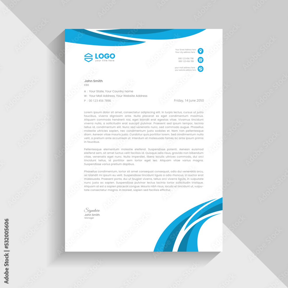 Corporate brand identity letterhead template in a4 size Stock Vector ...