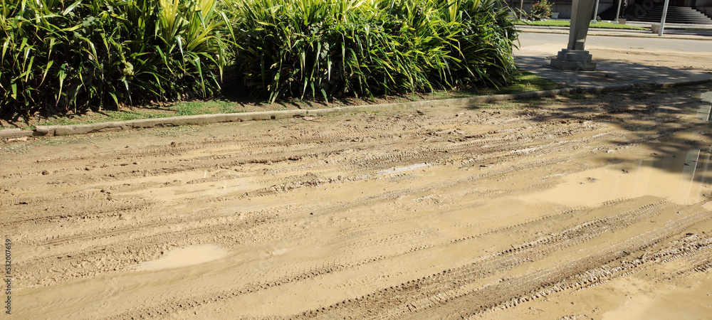 puddle mud dust clay reflection floor asphalt street path mall garden ...