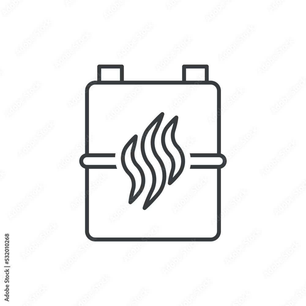 Gas meter icon. A simple line drawing of a gas flow meter. Vector over ...