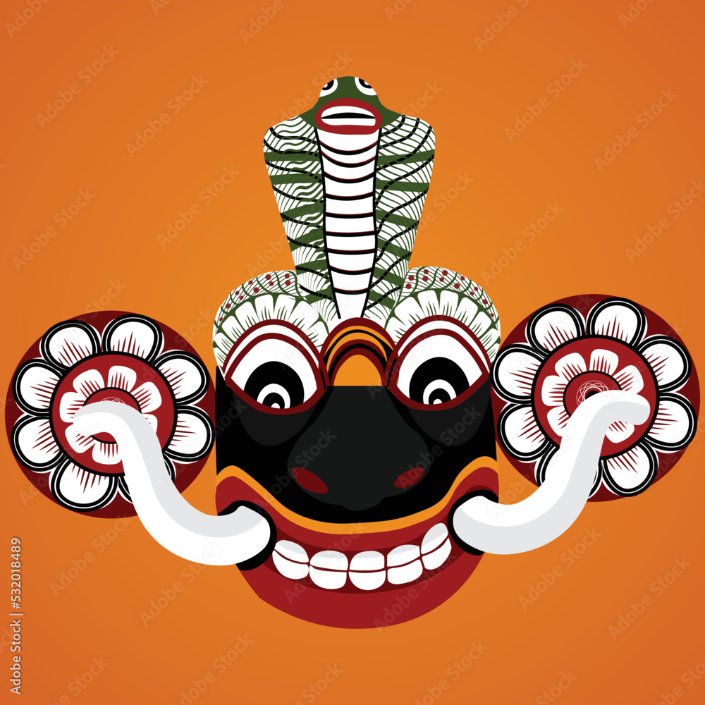 sri lanka traditional mask naga raksha vector illustration Stock Vector ...