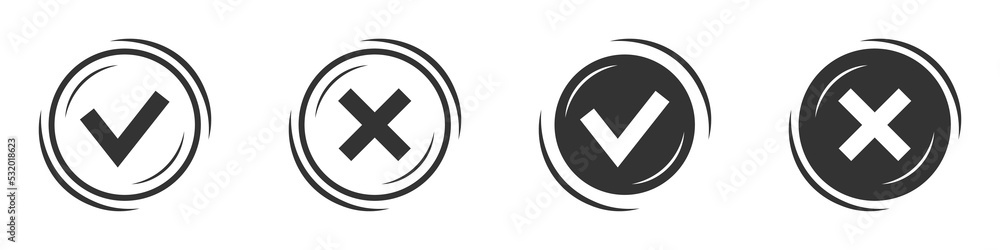 Poster Check mark and cross icons. Tick sign. Vector illustration ...