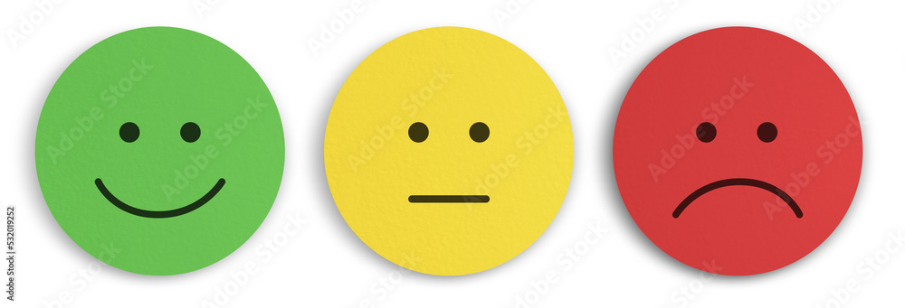 Positive Neutral and Negative Smiley Face Concept Isolated from ...