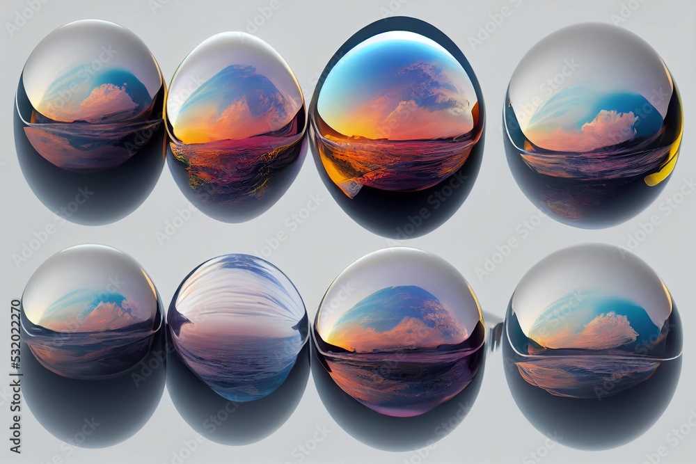 surreal geometric illustration, 3d globes render, concept art ...