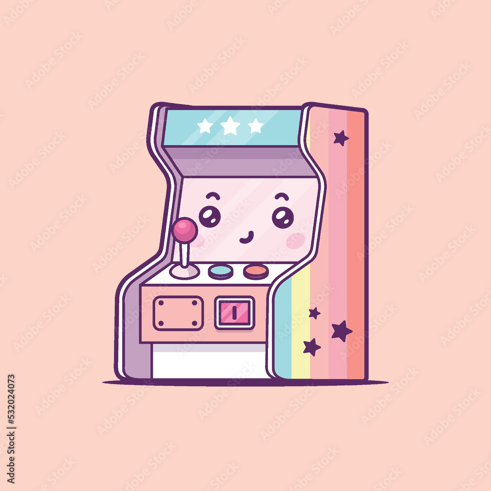 Arcade game machine kawaii mascot cartoon character vector illustration ...
