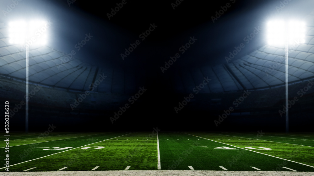 American football stadium with lights at night Stock Photo | Adobe Stock