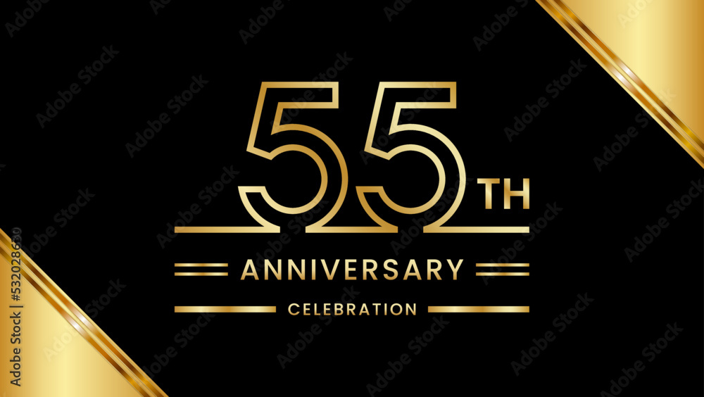 55th Anniversary Celebration with golden text, Golden anniversary ...