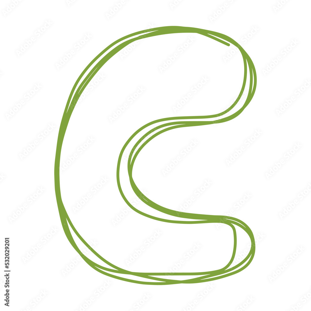 Alphabet C letter hand drawn outline stroke drawing illustration ...