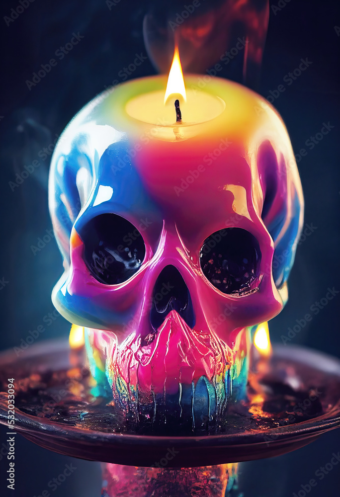 Melting Candle On Skull