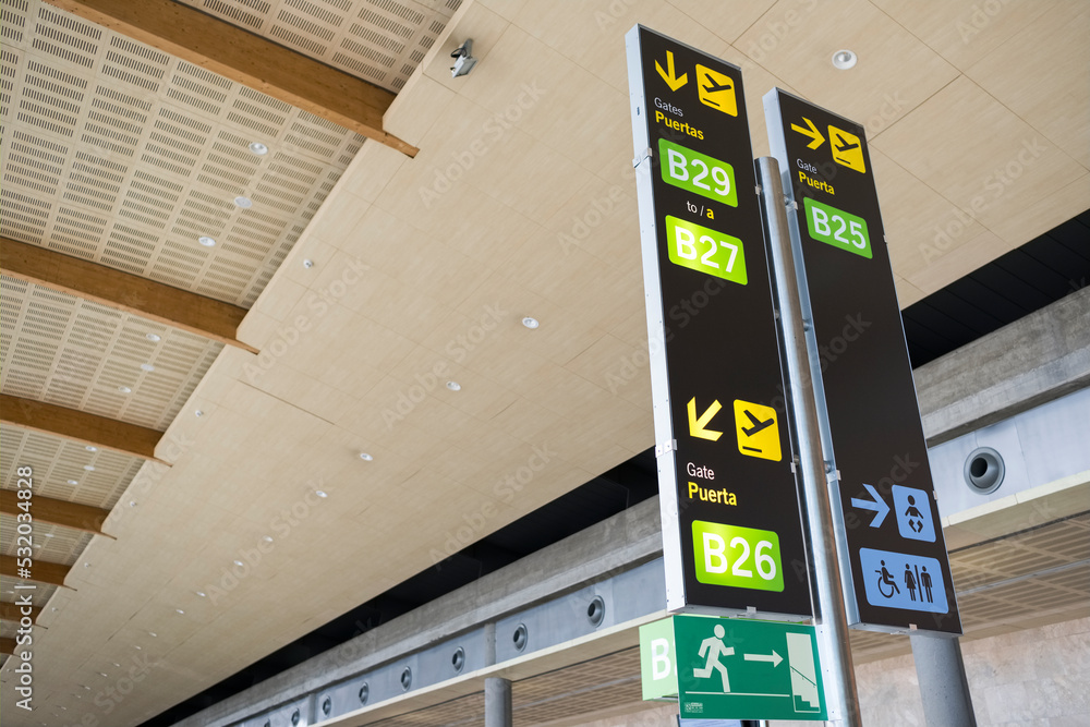 Set of signage posters in an airport terminal Stock Photo | Adobe Stock
