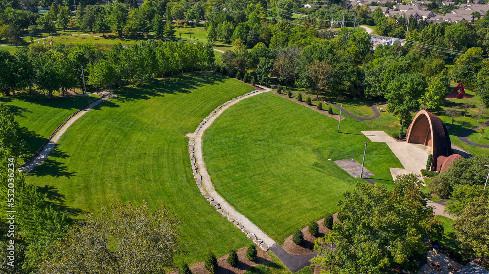 Aerial photos of the Amphitheater at Stubbs park Centerville Oio Stock ...