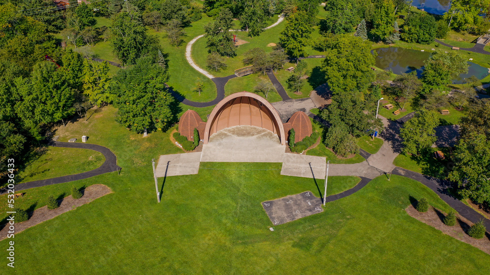 Aerial photos of the Amphitheater at Stubbs park Centerville Oio Stock ...