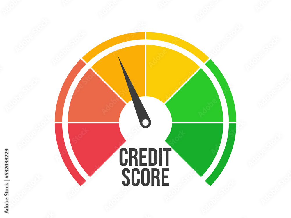 Uncertain credit score. Credit rating indicator isolated on white ...