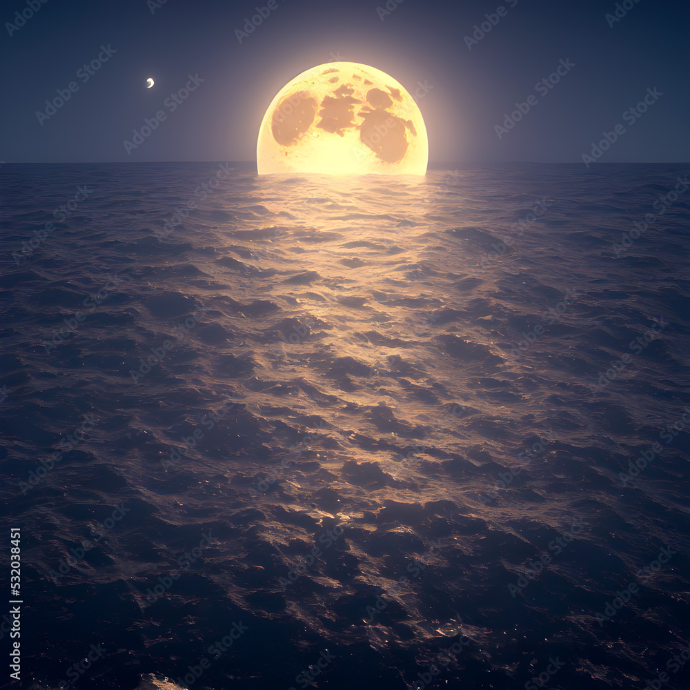 Earth rising like a Moon rising, 3d Illustration,render. Abstract Stock ...