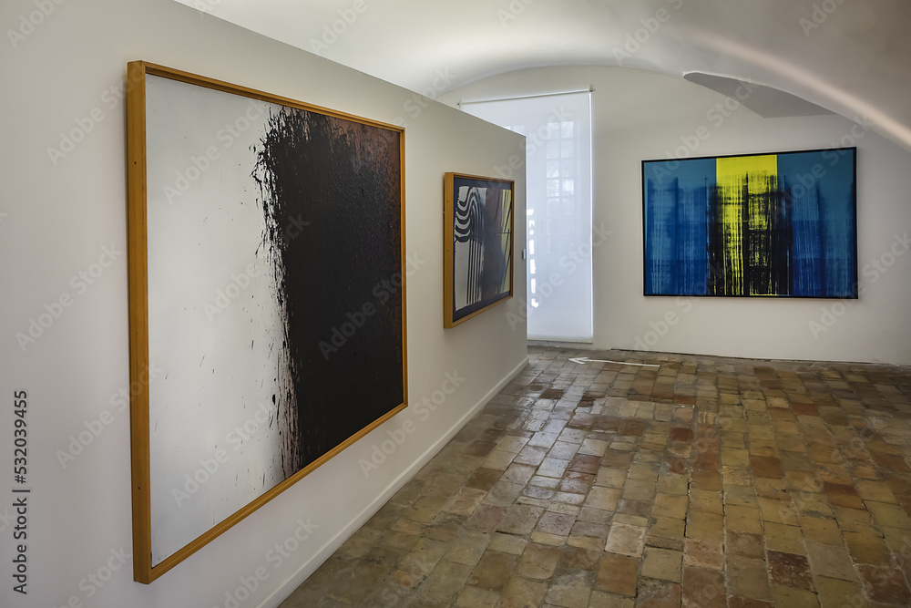 Interior of The Picasso Museum occupies the Grimaldi Castle (1608 ...