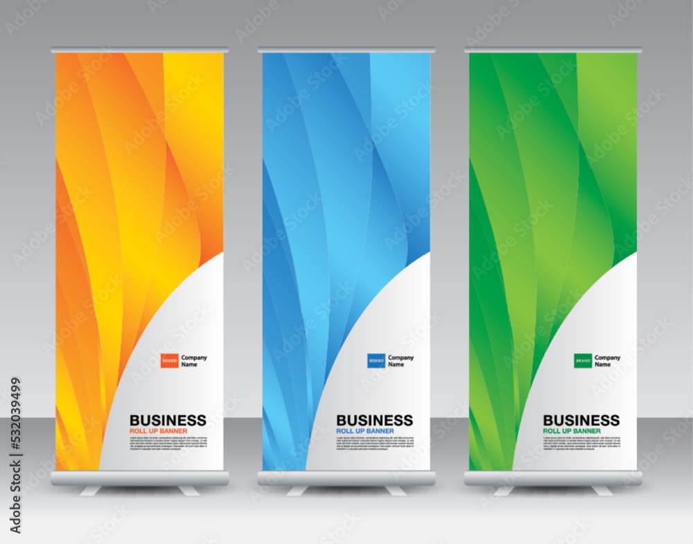 Roll Up banner template set, roll up banner design, banner stand or ...