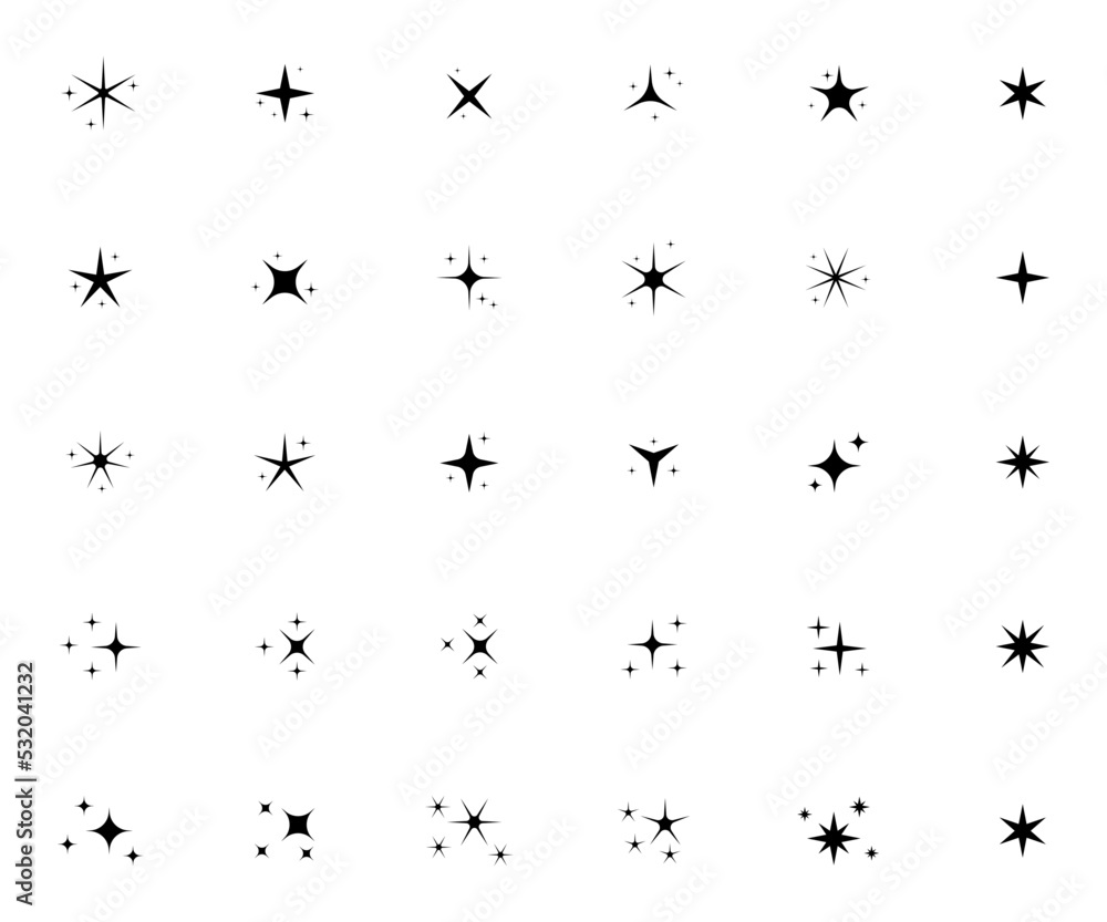 Conjunto de icono de brillo. Concepto de luces brillantes. Chispas de ...