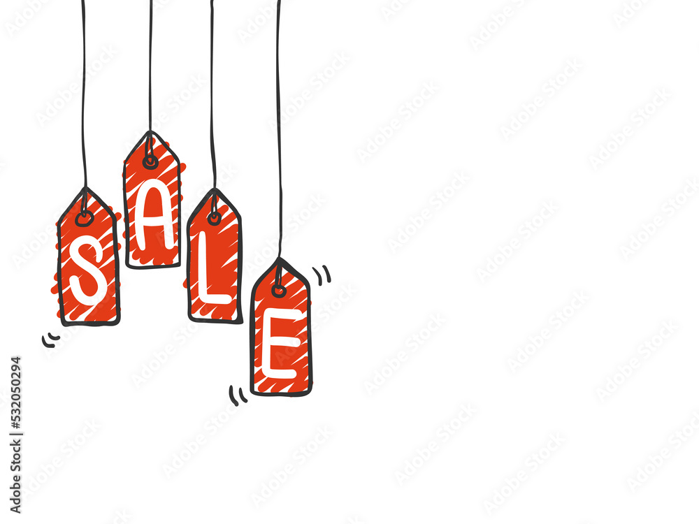 simple black and red childish hand drawing lines sale price tag on ...