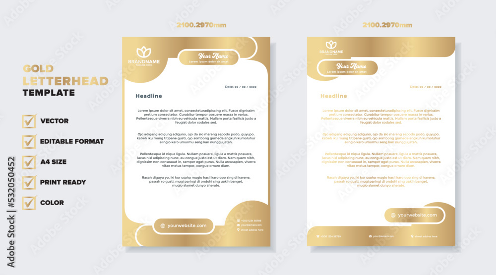 luxury gold letterhead design template for stationary for business ...