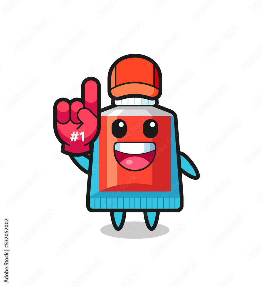 toothpaste illustration cartoon with number 1 fans glove Stock Vector ...