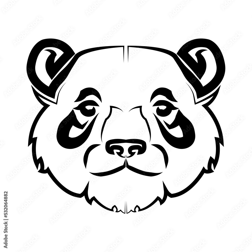 Black and white line art of panda head. Good use for symbol, mascot ...