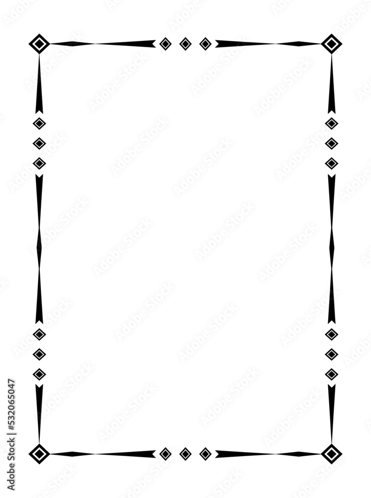 Decorative linear frame. Simple geometric border with black strokes ...