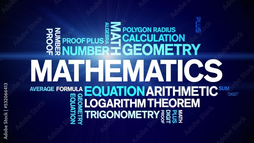 Mathematics animated tag word cloud;text design animation kinetic ...