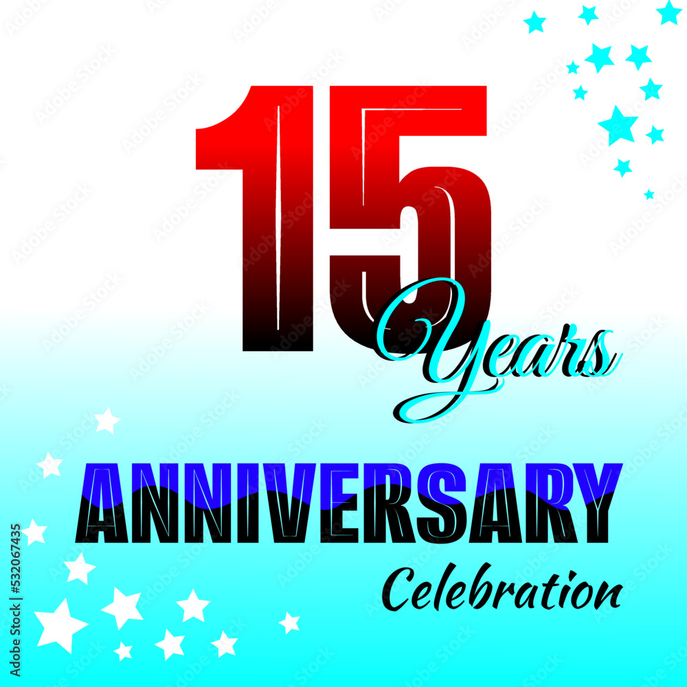 15th birthday celebration background. Red gradient colored numbers and ...