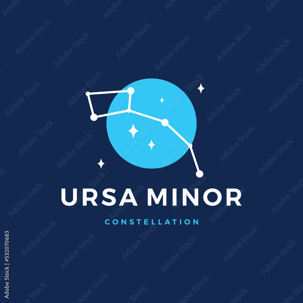 Ursa Minor Star Constellation The Small Bear Logo Vector Icon ...
